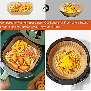 100Pcs Air Fryer Disposable Paper Liners, chfine 6.3 Inch Parchment Paper Liners Square, Non-stick Food Grade Baking Paper Air Fryer Cookers Sheets Liners for Baking Roasting Microwave Pans Oven