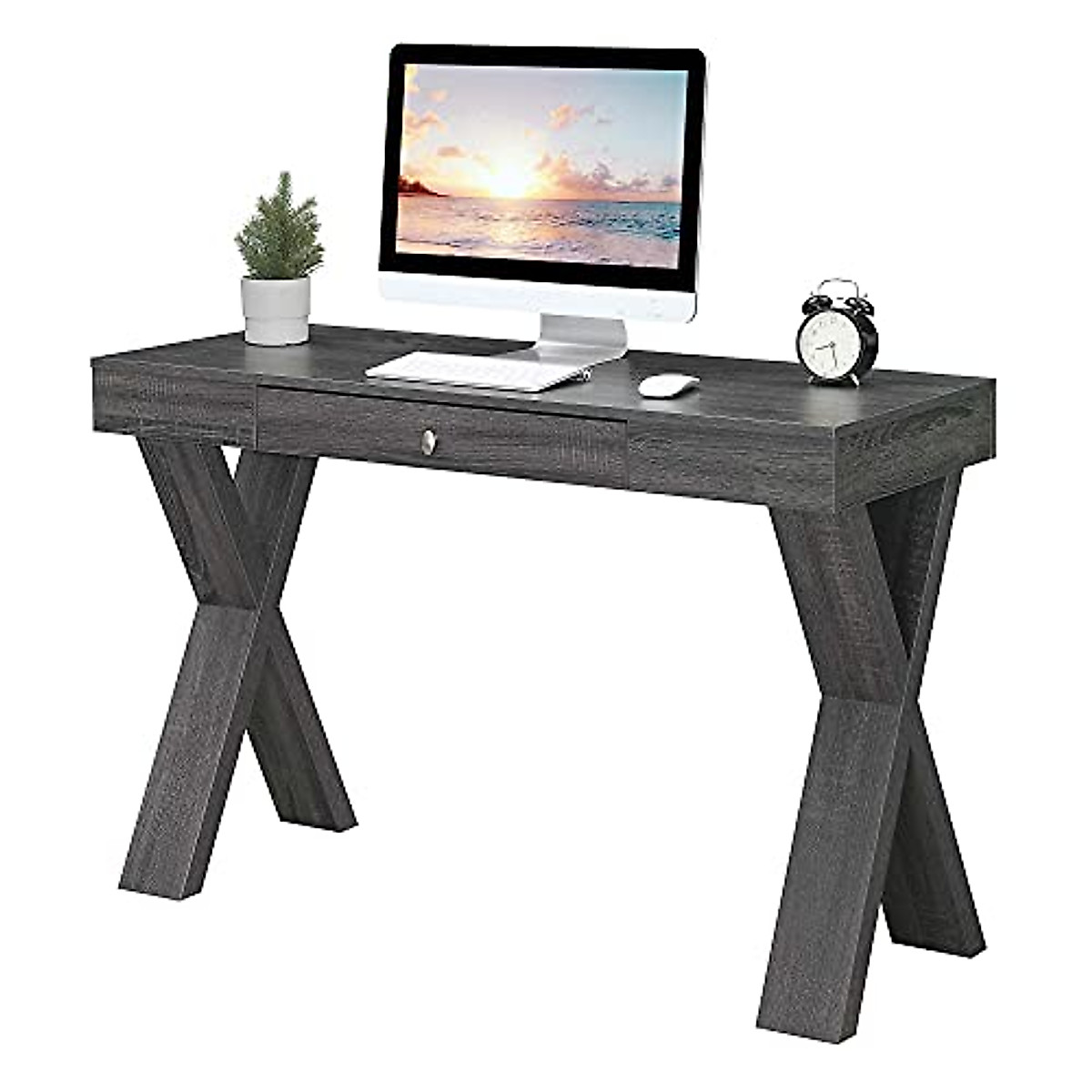 Convenience Concepts Newport 1 Drawer Desk, Weathered Gray