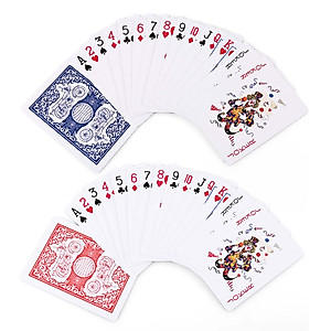LotFancy Playing Cards, 2 Pack, Decks of Cards, Poker Size Standard Index, for Blackjack, Euchre, Canasta Card Game, Casino Grade Poker Cards, Blue and Red