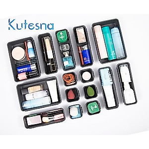 Kutesna 32 PCS Interlocking Desk Drawer Organizer Separator for Office,Bathroom,Kitchen,Makeup Tool Box Organizer and Storage Tool Tray Divider