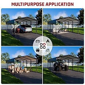 NUGRIART Metal Carport 13 x 20 FT with Heavy Duty Metal Frame & Galvanized Steel Roof, Metal Car Garage, Sturdy Canopy Shelter for Car, Truck, Pickup, SUV, Tractor, and Boat