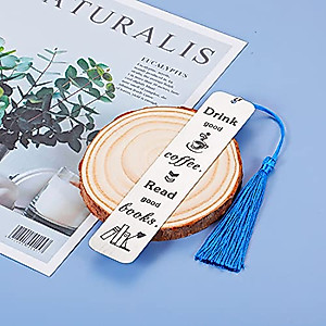 Christmas Gifts for Men Stocking Stuffers for Women Kids Son Daughter Coffee & Books Bookmark with Tassels for Birthday Valentines Day Gifts for Her Him Teen Boy Girl Boss Coworker Best Friend