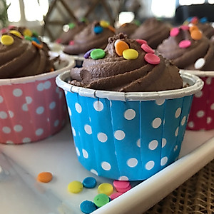 Bulk Candy Nut Mini Baking Cups - Blue White Dot - 100 Pack