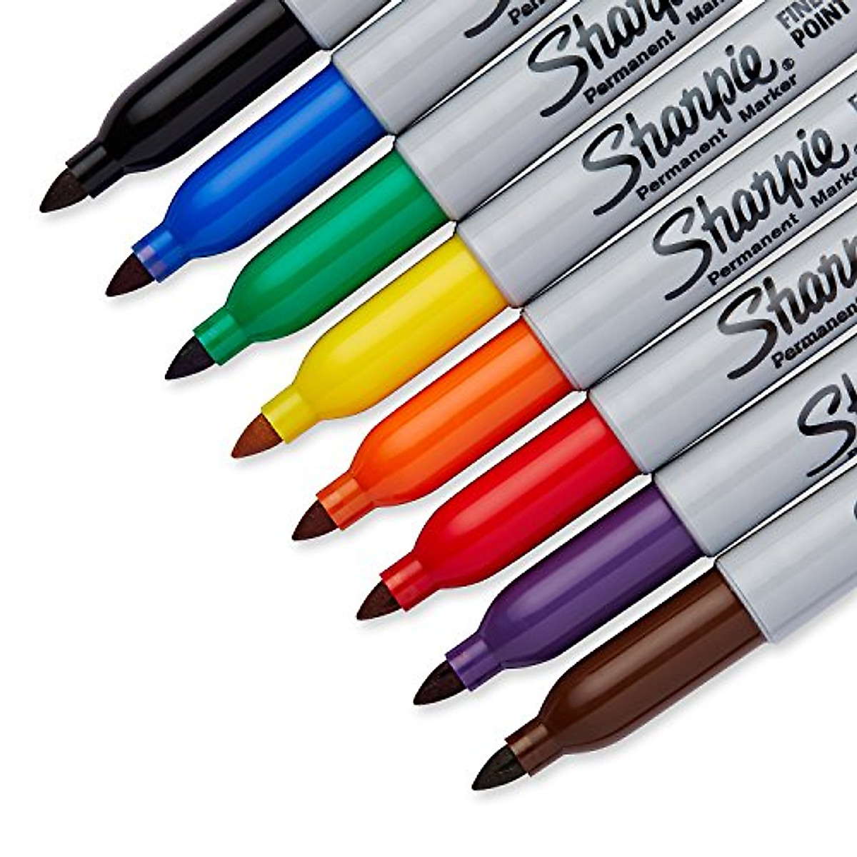 Sharpie Permanent Markers, Fine Point, 8 Pack, Assorted Colors (30217PP)