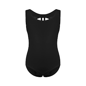 Phineein Girls Sleeveless Ballet Gymnastics Leotards - Kids Athletic Crisscross Mesh Back Dancewear Unitards (10-12Y, Black)