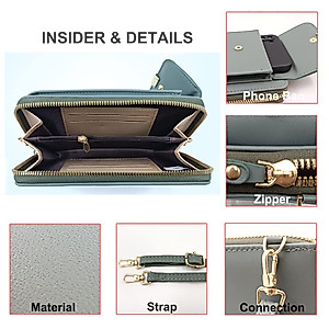 PORT&LOTUS Small Crossbody Bags for Women Cell Phone Purse Ladies Clutch Wallet Women's Crossbody Handbags PU Leather Mini Shoulder Bags Card Holder Green 3
