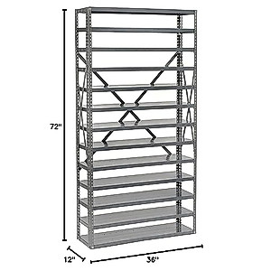 Global Industrial 13 Shelf Steel Shelving with (96) 4" H Plastic Shelf Bins, Yellow, 36x12x72