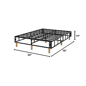 Amazon Basics Foldable Mattress Foundation/Box Spring with Steel Slats and Wood Legs, Tools-free Assembley, Full