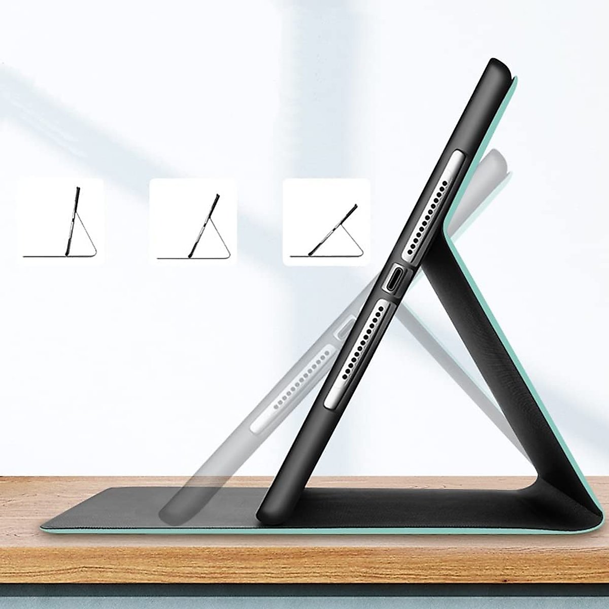 Wugao iPad Pro 12.9 Case 5th/4th/3rd Generation Case 2021 2020 2018 PU Leather with Pencil Holder,Architecture Lighthouse Auto Wake/Sleep Feature Standing Cover