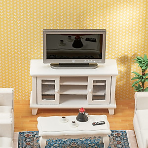 SAMCAMI Dollhouse Furniture 1 12 Scale - Doll House Furniture Toys for Dollhouse Living Room - Miniature Furniture Incl Mini TV Toy and TV Cabinet