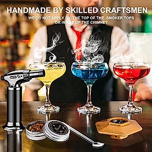 Cocktail Smoker Kit With Torch , Bourbon Smoker Kit Include Four Flavors Wood Chips,Drink Smoker, Whiskey Smoker Gifts For Men, Dad, Husband (Without Butane)