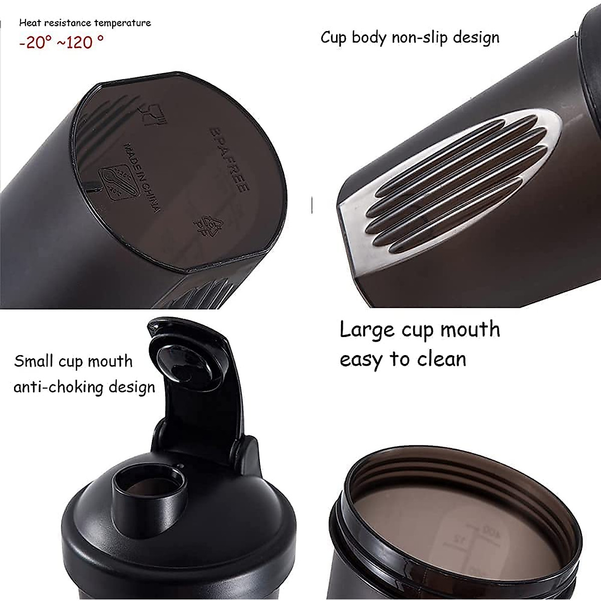 JOPEPOY 2PCS 400 ML Classic Loop Top Shaker Bottle,Protein Shaker Cup with Stirring Ball,Multi-Function water bottle for sports and outdoor (400ML (16 oz), Purple)