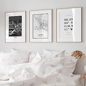 Dear Mapper Tucson United States View Abstract Road Modern Map Art Minimalist Painting Black and White Canvas Line Art Print Poster Art Print Poster Home Decor (Set of 3 Unframed) (16x24inch)