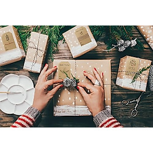 Natural Kraft Simple Christmas Gift Tags Holiday Present Stickers 2 x 3 Inch 25 Total Adhesive Labels