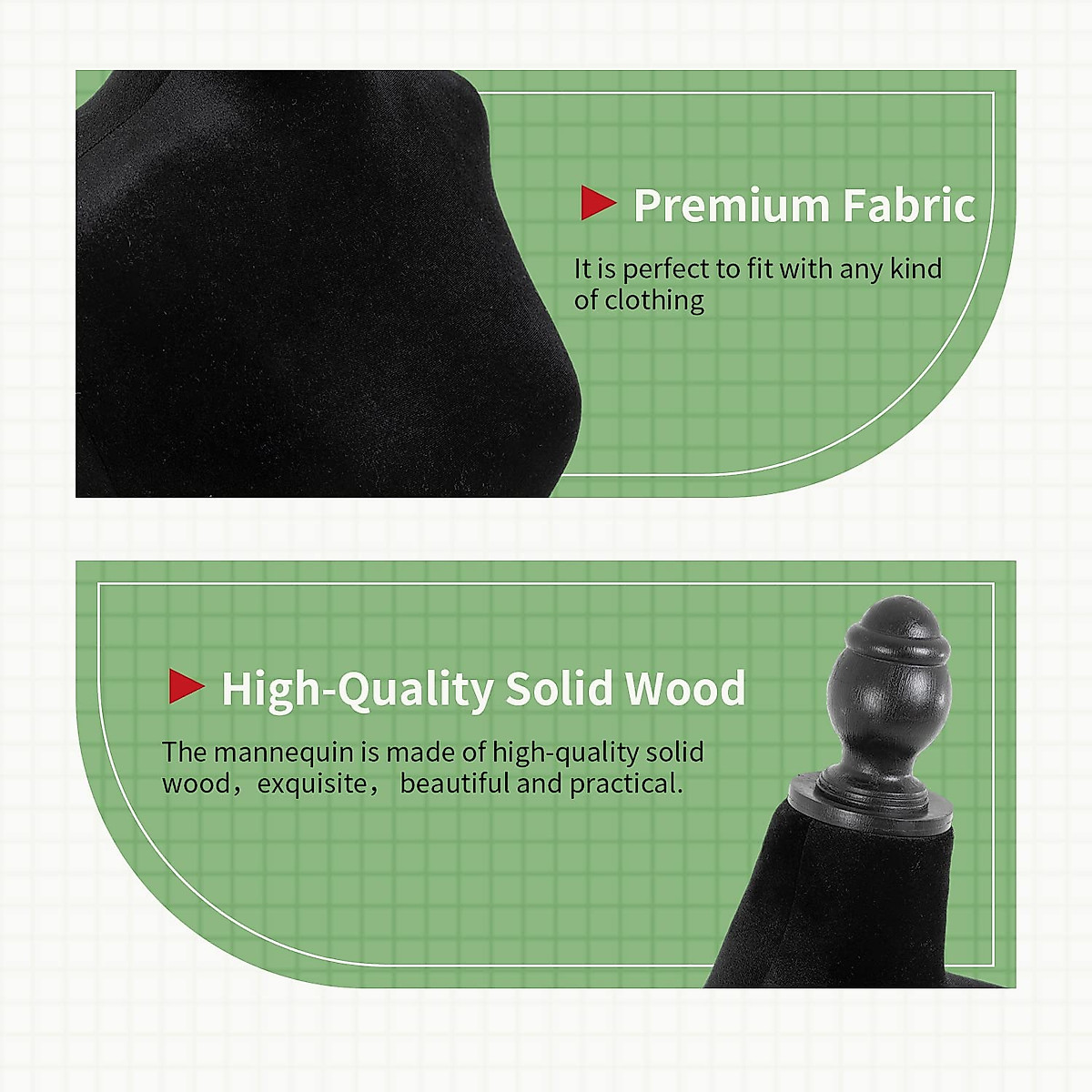 Manequin Body Female,Dress Form 49.6-63.4 Inch Height Adjustable,Mannequin Torso with Wooden Tripod Stand,High Density Foam Portable Display Mannequin for Sewing, Dressmaker, Clothing Display, Black