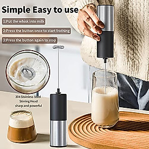 Yevheniys Milk Frother for Coffee,Handheld Electric Milk Frother Foam Stainless Steel, drink mixer Mini Foamer for Coffee, Frappe, Latte, Matcha, Hot Chocolate