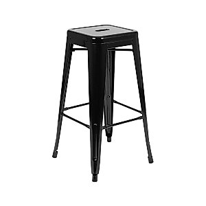 Flash Furniture Lily 30" High Metal Indoor Bar Stool in Black - Stackable Set of 4