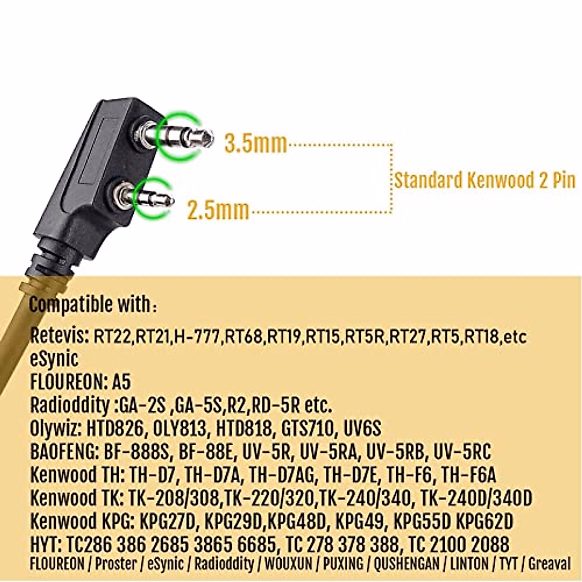 Retevis EHK007 Noise Reduction Walkie Talkie Headset, Sound Pickup, Compatible RT22 RT21 RT68 RB85 Baofeng UV-5R Walkie Talkie, 2 Way Radio Headset, Airsoft Shooting Hunting Gift(1 Pack)