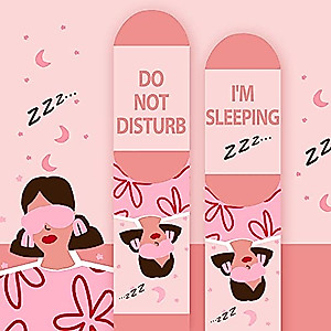 AGRIMONY Funny Socks for Women Girls - Do Not Disturb I'm Sleeping Socks Novelty Fun Cute Fun Funky Cotton Socks - Teen Girls Mom Stocking Stuffers Christmas Valentines Funny Gifts