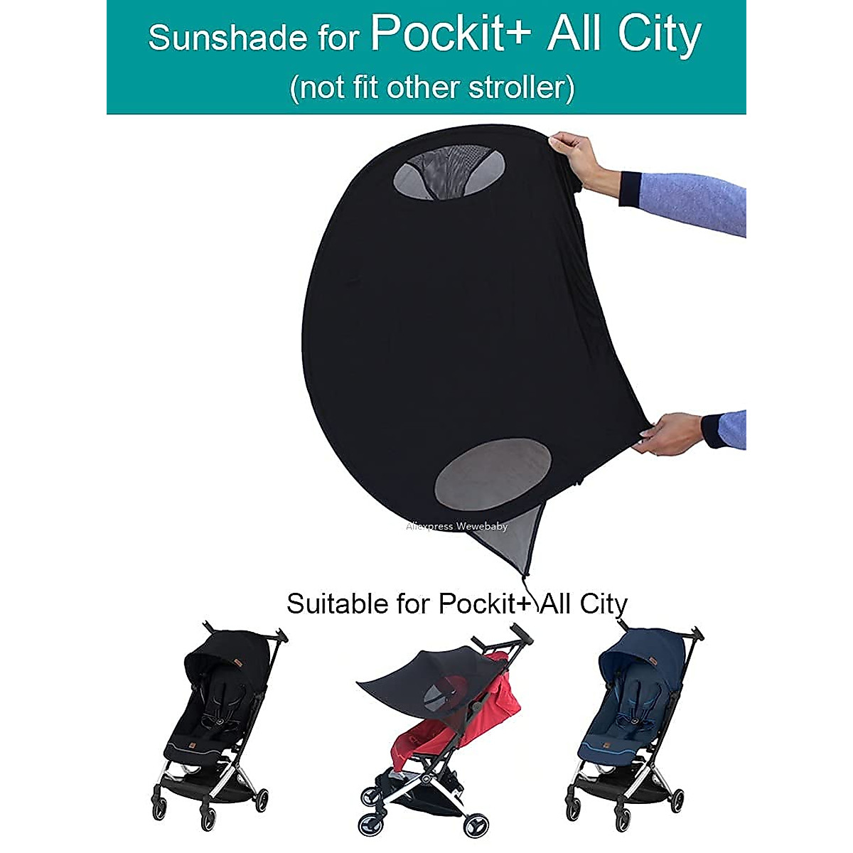 50+UPF Sunshade Extension Compatible with GB Pockit+ All City,Sun Visor UV Protect for Baby Stroller,Baby Stroller Summer Accessories, SUN002