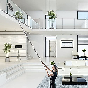 Atopov Microfiber Duster for Cleaning with 100-inch Stainless Steel Extension Pole Extendable Duster Collector Head Bendable, Washable, Lint Free Dusters, Roof，Ceiling Fan, Blinds, Cobwebs