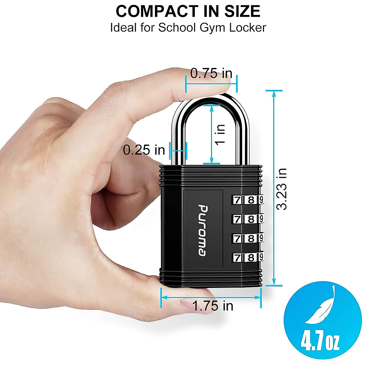 Puroma 2 Pack Combination Lock 4 Digit Padlock for School Gym Locker, Sports Locker, Fence, Toolbox, Case, Hasp Storage (Black)