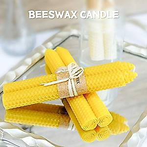 LA BELLEFÉE 16 Pcs Beeswax Candles Natural Honeycomb Candles, Handmade Beeswax Taper Candles, Non Scented Candles for Home & Church, Romantic Candlelit Dinner, 9 Inch Each
