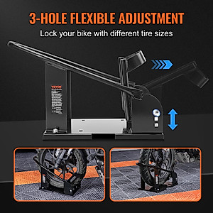 VEVOR Motorcycle Wheel Chock, 1800 lbs Capacity Wheel Cradle Holder, Heavy-Duty Steel Motorcycle Front Wheel Stand with 3 Adjustable Holes, for 15"-21" Off-Road Motorcycles, Standard Motorcycles