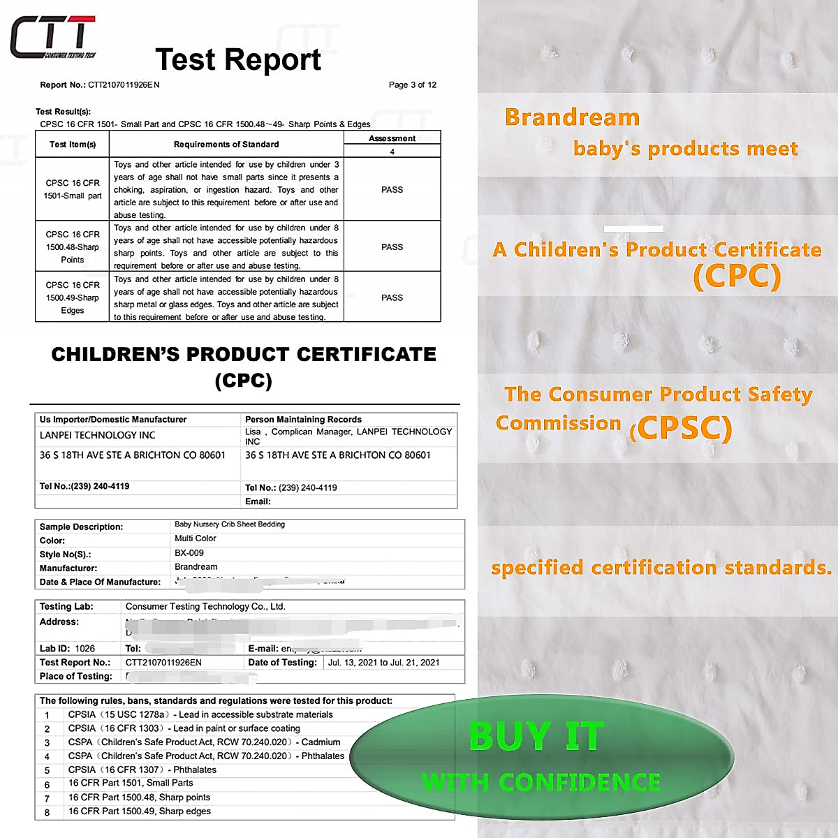 Brandream Gender Neutral Boho Bohemian Baby Girl Boy Nursery Crib Bedding Set - 6pc - Solid Color White Farmhouse Chic Unisex Pom Poms Design Soft Cotton