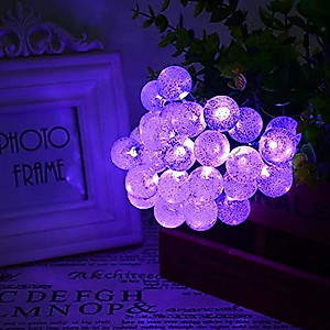Solar String Lights Outdoor, 35.6ft 60 LED Globe String Lights,Waterproof 8 Modes Solar Patio Lights for Garden, Lawn, Patio, Gazebo, Yard, Outdoors (Purple)