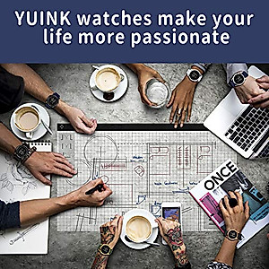 YUINK Mens Watch Ultra-Thin Digital Sports Watch Waterproof Stainless Steel Fashion Wrist Watch for Men Women