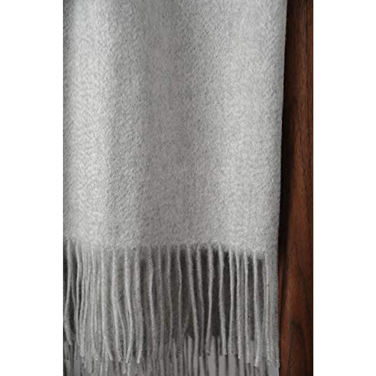 EP Mode 100% Pure Cashmere Throw Blanket for Sofa, Classic Design with Gift Box (Lt. Heather Grey)