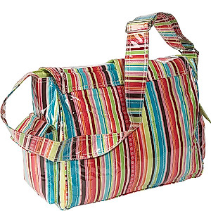 Kalencom Laminated Buckle Bag, Fleur De Lis Chocolate Cream