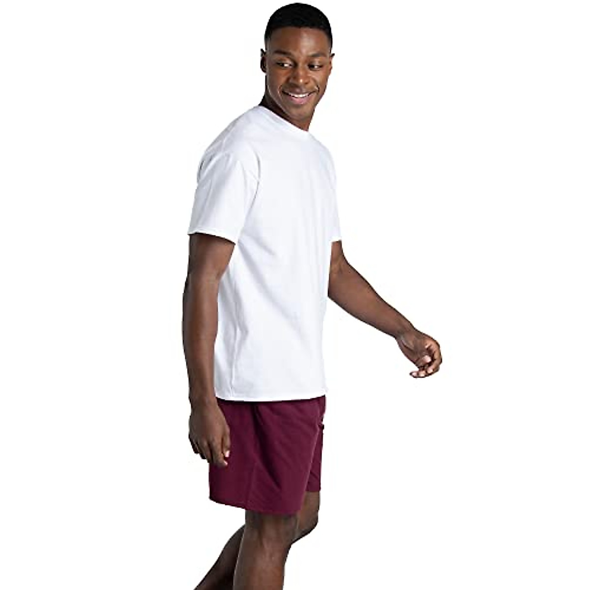 Fruit of the Loom Men's Eversoft Cotton T-Shirts (S-4XL), Crew-2 Pack-White, 4X-Large