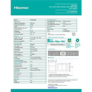 Hisense 8,000 BTU Portable Air Conditioner with Dual Hose & Inverter, 350 Sq Ft, Wi-Fi, ConnectLife App for Google and Alexa, 3 operating modes, Noise 42 dB(A) - HAP0824TWD (Renewed)