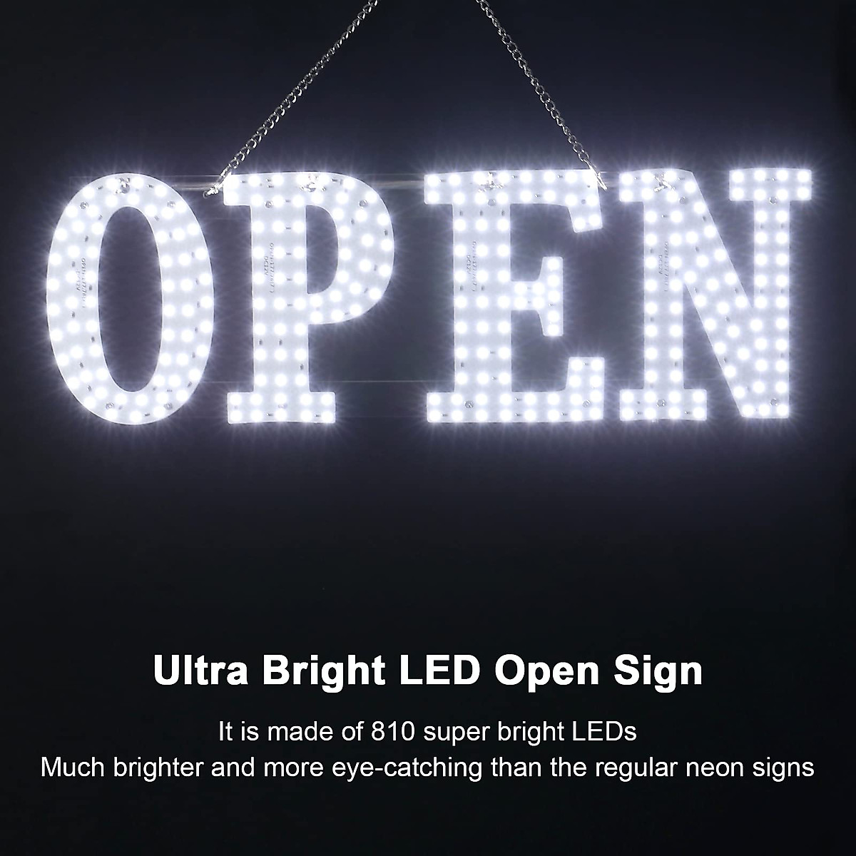 40"x14" Extra Jumbo LED Open Signs for Business, Unique Design Super Bright Open Sign with Chain, High Visibility Open Sign for Stores Bar Hotel Retail Shops Window Salon Office