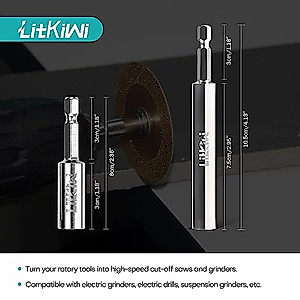 LitKiwi Mini Glasses Cutting Disc,1mm Ultra-Thin Diamond Cutting Blade Wheel,with 2PCS 1/4"Hex Shank,for Cutting Glass, Jade, Crystal, Ceramics and etc.