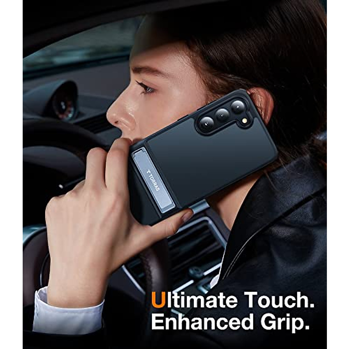 TORRAS MarsClimber for Samsung Galaxy S23 Plus Case, [3-Way Stand][MIL-STD Protection] Protective Translucent Matte Hard Back & Soft Silicone Edge Phone Case for Samsung S23 Plus Case 5G, Black