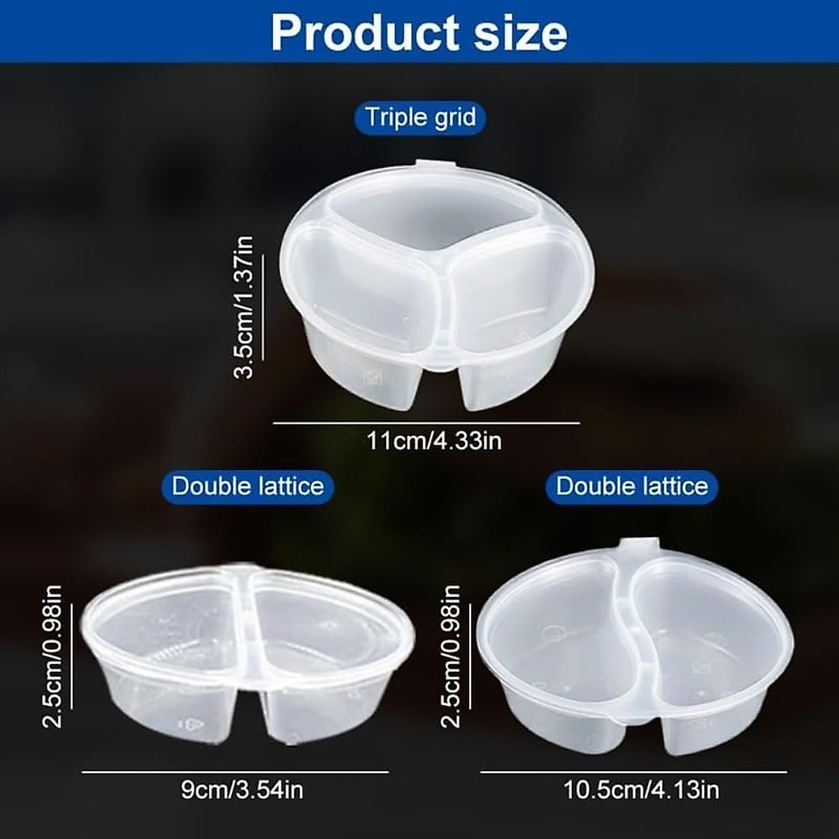 Gowfew 10 Pcs Double Condiment Containers Container With Lids, Double Compartment Snack Containers, 2 Compartment Snack Containers, Reusable Chutney Chili Sauce Dips Snack Boxes, AMY-HK0247