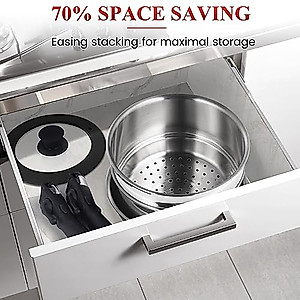 ROYDX Pots and Pans Set, 10 Piece Stainless Steel Kitchen Removable Handle Cookware Set, Frying Saucepans with Lid, Stay-Cool Handles for All Stoves, Dishwasher and Oven Safe, Camping