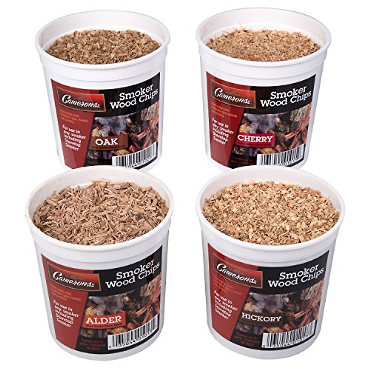 Oak, Cherry, Hickory & Alder Wood Smoking Chips (4 Pints) Wood Smoker Shavings Value Pack- Resealable Pints of All-Natural Extra Fine Cut Sawdust- Great for Smoking Guns, Smokers, Smoke Boxes (0.47 L)