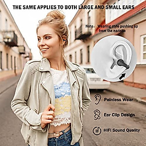Open Ear Earbuds Wireless Clip Ear Bone Conduction Headphones Bluetooth for Android iPhone, Clip-on Sport Wireless Earbuds with Earhooks Up to 24 Hours Playtime Waterproof Outer Ear Headphones