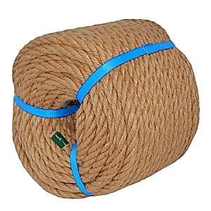 Natural Jute Rope Hemp Rope (3/8 in x 100 ft) Strong Jute Twine for Crafts Cat Scratch Post Hammock Decorating