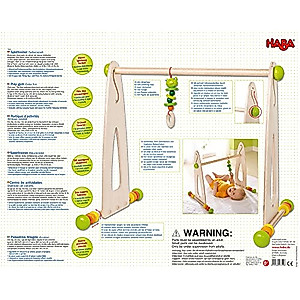 HABA Color Fun Play Gym - Wooden Activity Center with Adjustable Height, Sliding Discs and Dangling Frog
