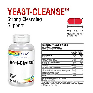 SOLARAY Yeast-Cleanse | with Caprylic Acid, PAU Darco, Grapefruit Seed Extract & Tea Tree Oil | Healthy Cleansing Support | 30 Servings | 180 VegCaps