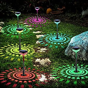 Elemy Solar Path Lights Color Changing/Warm White Solar Lights Outdoor Waterproof Solar Powered Garden Lights Path Lights for Garden Pathway Yard(6 Pcs)