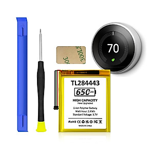 TL284443 Battery, 650mAh (2024 Upgraded) High Capacity Li-ion Polymer Replacement Battery for Nest Learning Thermostat 2nd 3rd, fit T3007ES,T3008US, T4000E Smart Home Battery with Repair Tool Kits