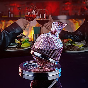Wine Decanter, Aerator, Lead-Free Crystal Glass, 360° Rotation, Wine Lovers, Luxurious， Gifts for Men