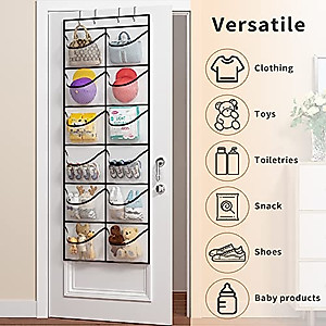 Over the Door Shoe Organizer, 12 Extra Large Mesh Pockets Hanging Shoe Rack Holder for Closet Door, Hanging Shoe Organizer Bags with 4 Metal Hooks Home Storage Hanging Bag (White)