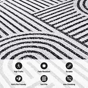 Rugshop Bohemian Stripe Arch Design High Traffic Living Room,Bedroom,Kitchen, Home Office Runner Rug 2' x 7' Cream